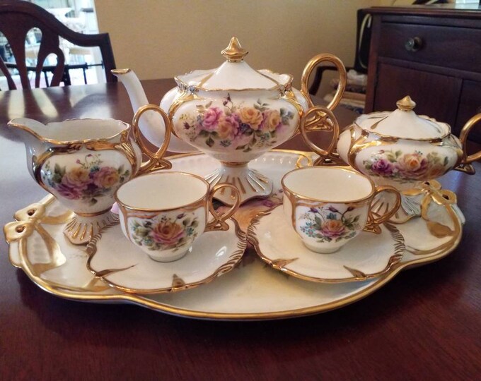 Hand Painted R.S. Prussia Style Tea Set With Serving Tray, Sugar ...