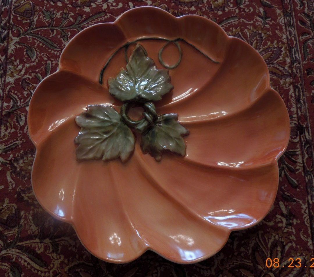 Pumpkin Shaped Plate- Hand Painted Pumpkin Shaped 8' Dessert Plate With ...
