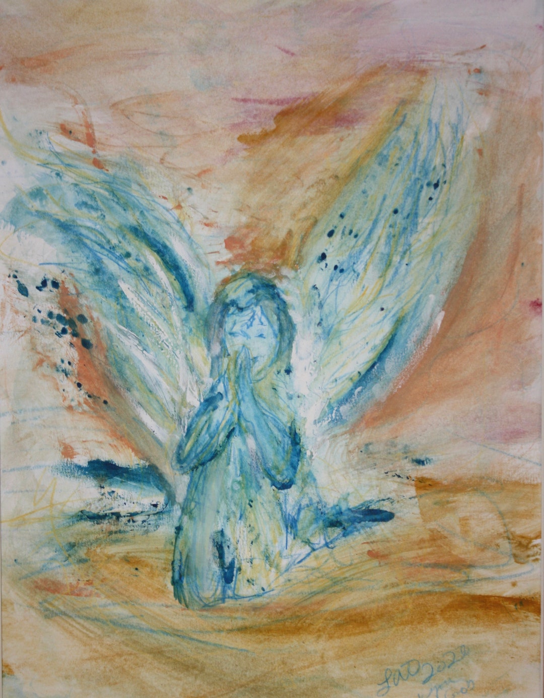 Praying Fairy Girl Original Painting. Watercolor and Pencil. OOAK - Etsy