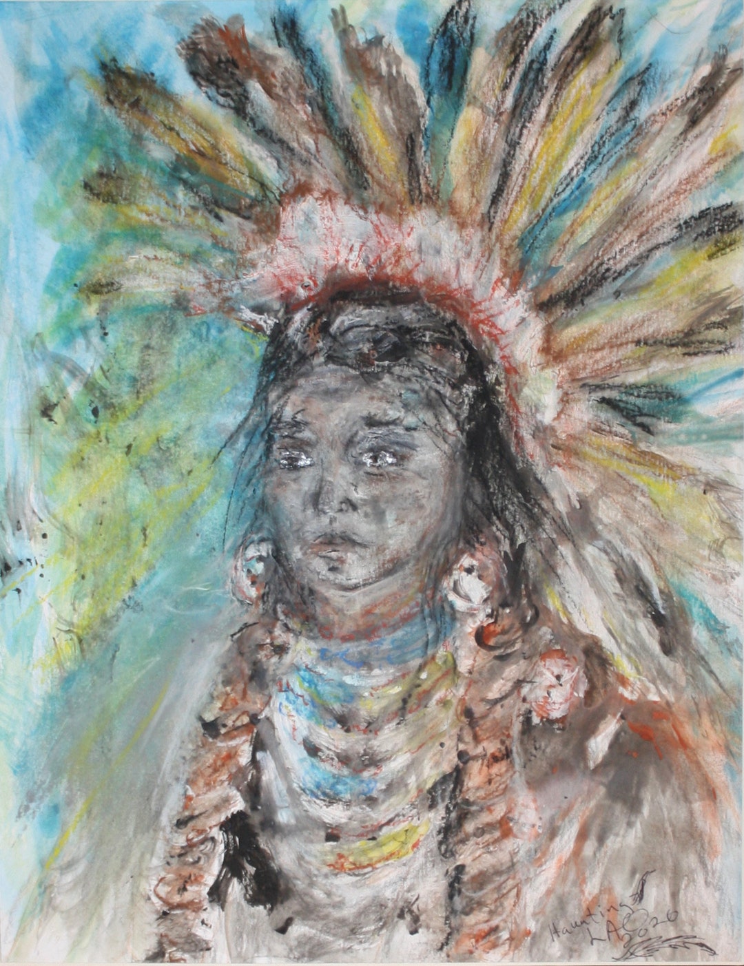 Native American Water Color and Pencil Painting. Artist Original, One ...