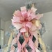 Pink Christmas Tree Topper, Rose Gold Tree Topper Bow, Pink Bow, Tree ...