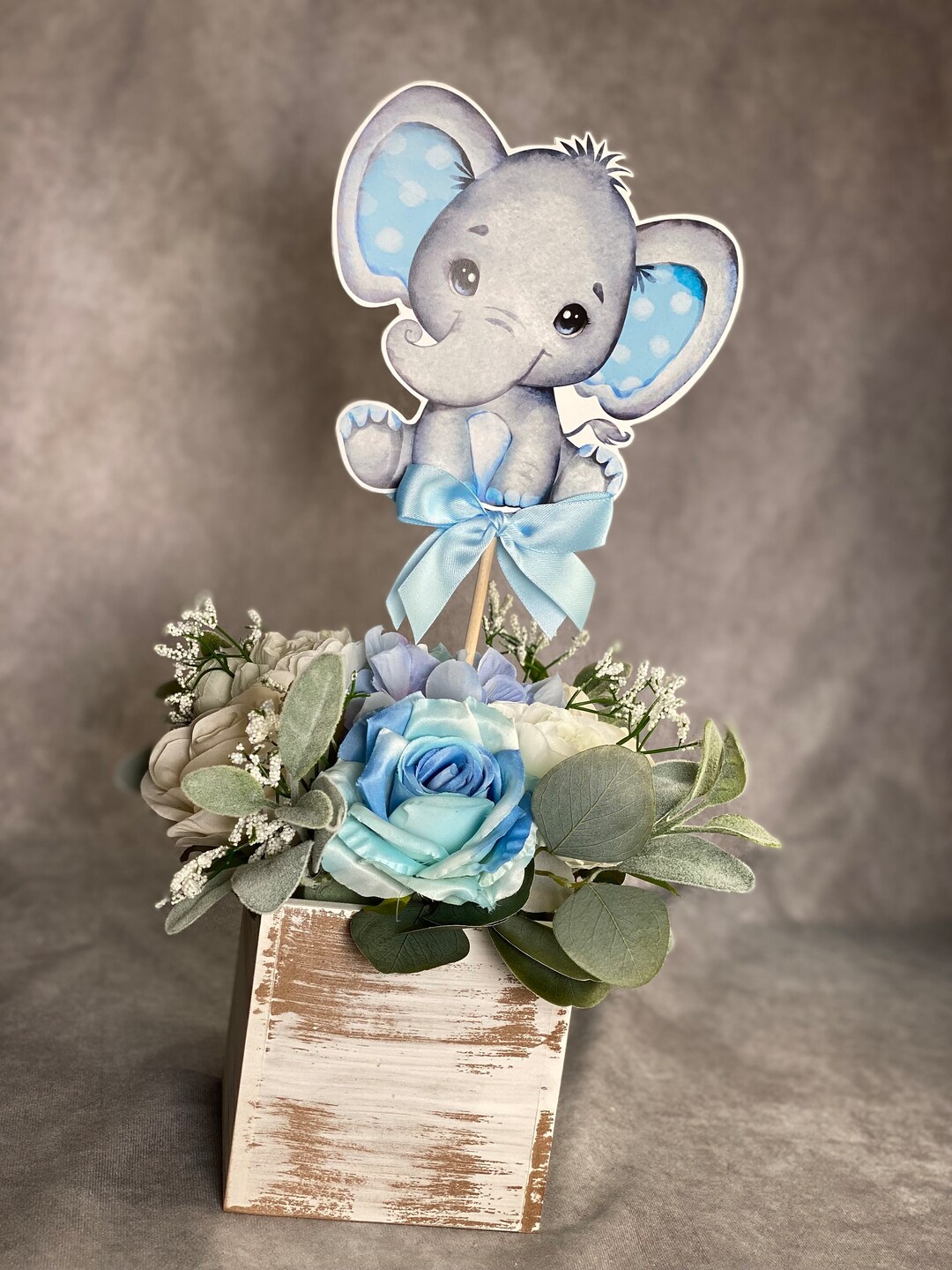 Boy Elephant Centerpiece, Boy Elephant Baby Shower, Elephant ...
