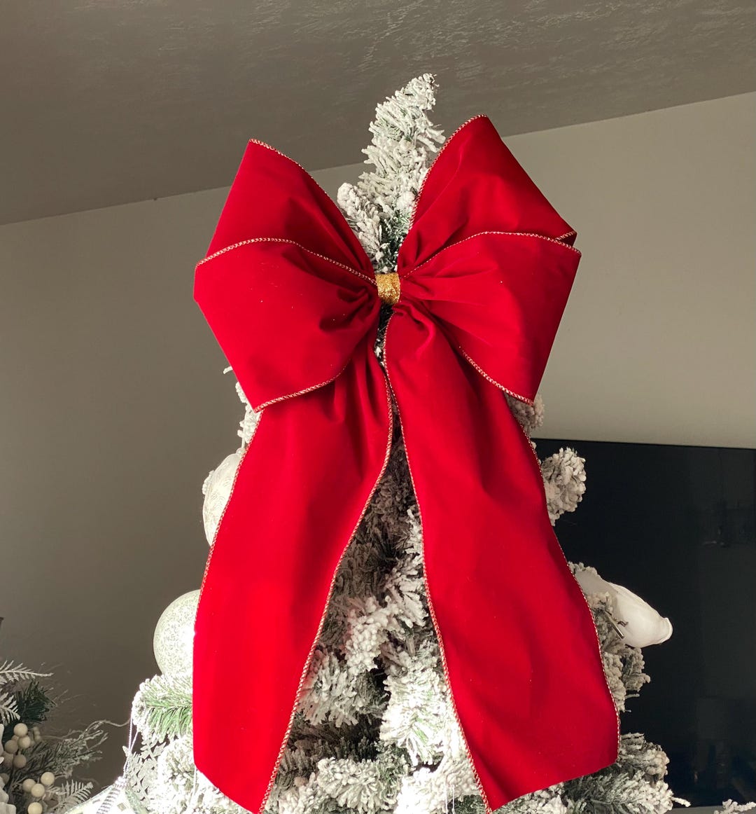 Christmas Bow, Tree Topper Bow, Red Velvet Bow, Christmas Red Velvet ...