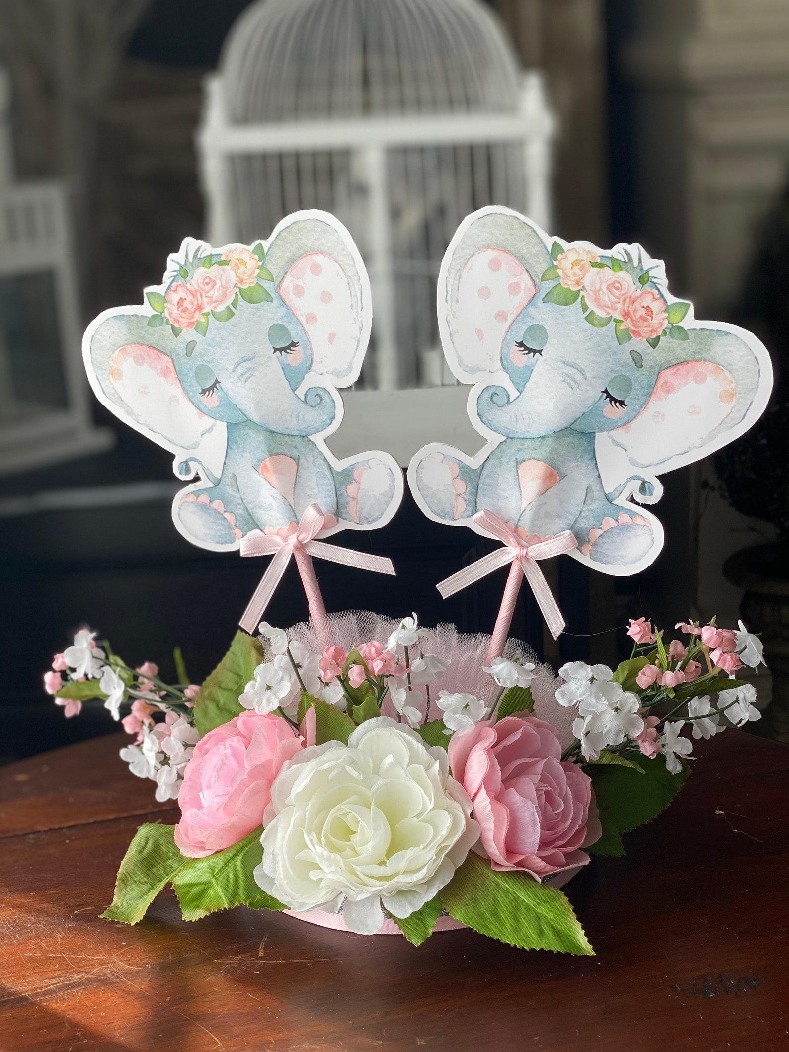 Twins Elephants Centerpiece Twins Babies Girls Centerpiece - Etsy