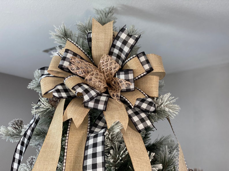 Rustic Christmas Tree Bow 6ft Long Tails Farmhouse Bow - Etsy