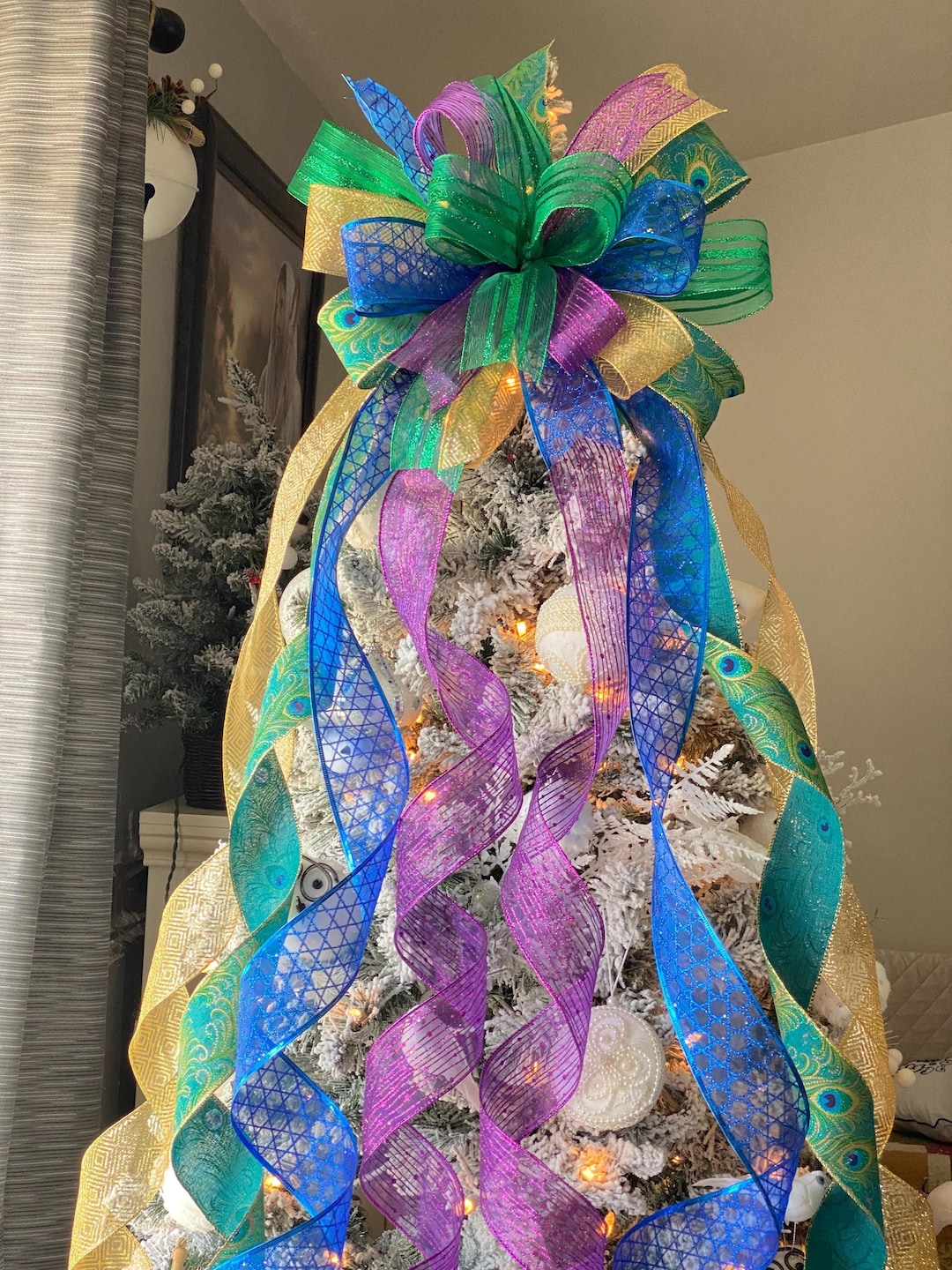 Tree Topper Bow, Christmas Bow, Large Bow for Tree Topper, Rustic Bow ...