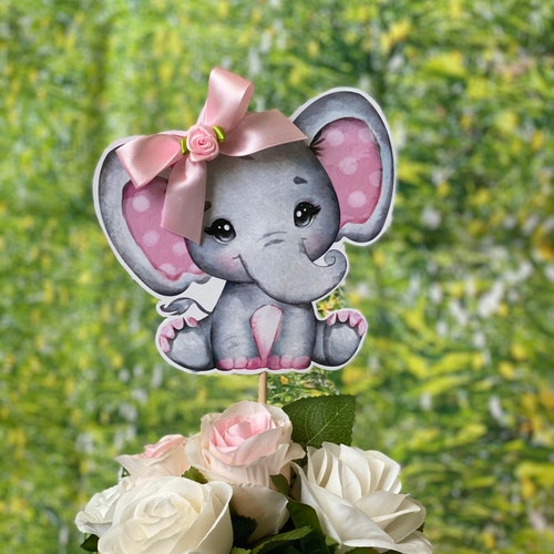 Elephant Baby Shower Centerpiece Girl Elephant Cupcake - Etsy