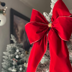 Christmas Bow, Tree Topper Bow, Red Velvet Bow, Christmas Red Velvet ...