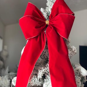 Christmas Bow, Tree Topper Bow, Red Velvet Bow, Christmas Red Velvet ...