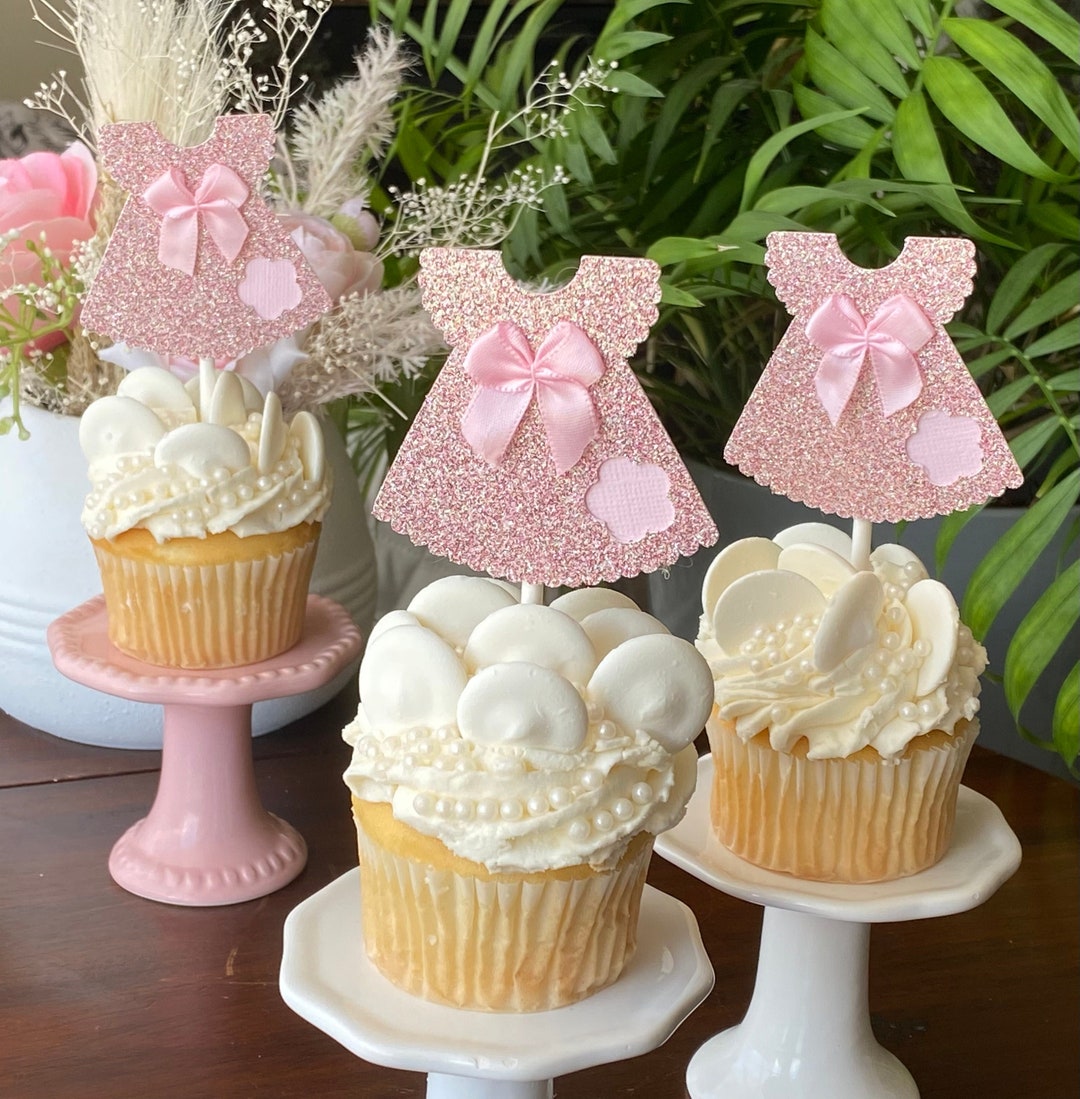 Cupcake Topper Girl Dress, Baby Shower Cupcake Toppers Girl Dress ...