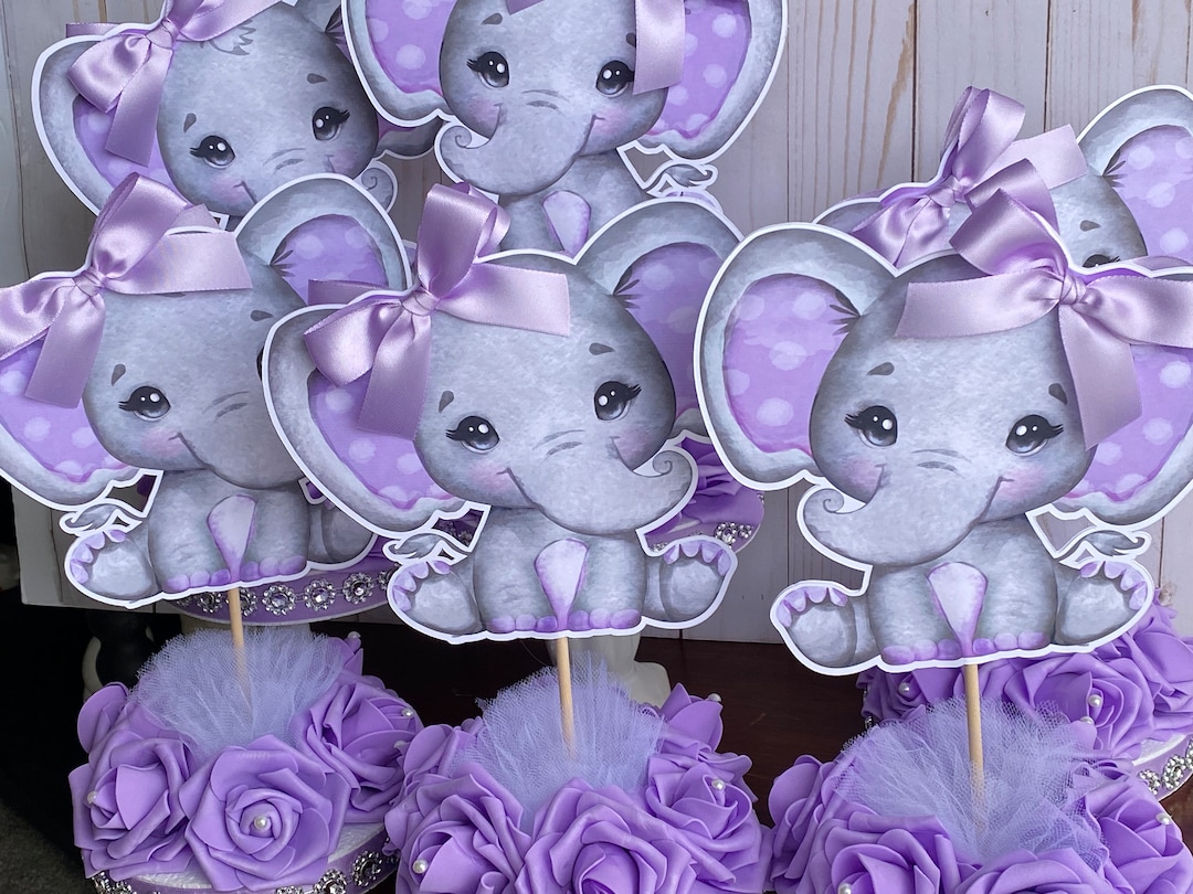 Purple Elephant Centerpiece, Lavender Elephant Centerpiece, Baby Girl ...