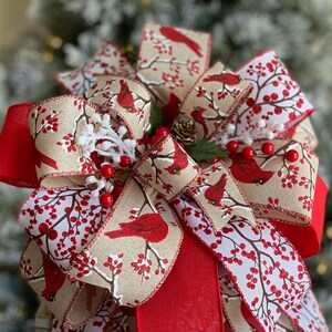 Cardinal Bow, Christmas Wreath Bow, Red Christmas Cardinals Wreath Bow ...