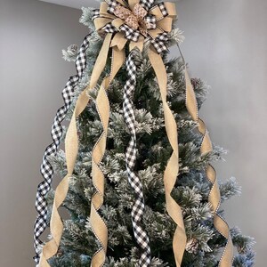 Rustic Christmas Tree Bow 6ft Long Tails Farmhouse Bow - Etsy