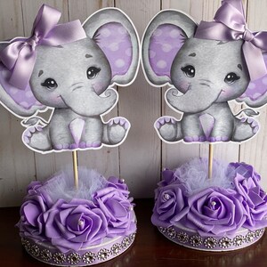 Purple Elephant Centerpiece, Lavender Elephant Centerpiece, Baby Girl ...