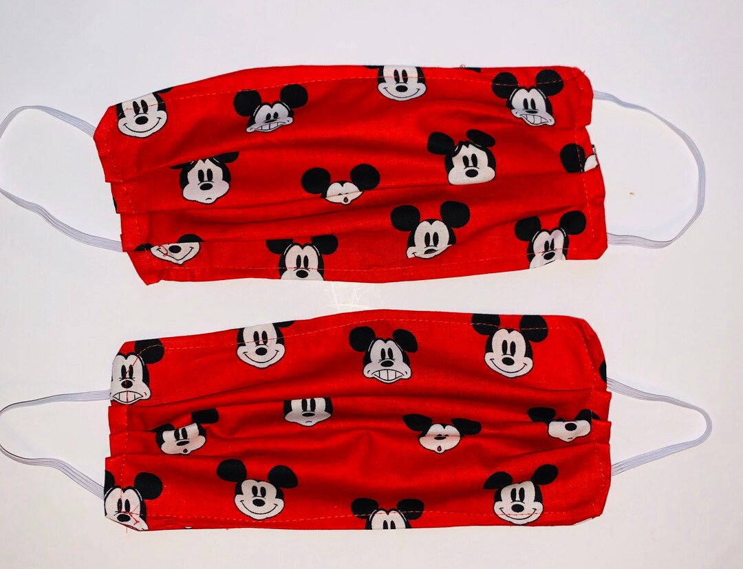 2 Cotton Mickey Mouse Face Masks New Free Shipping - Etsy
