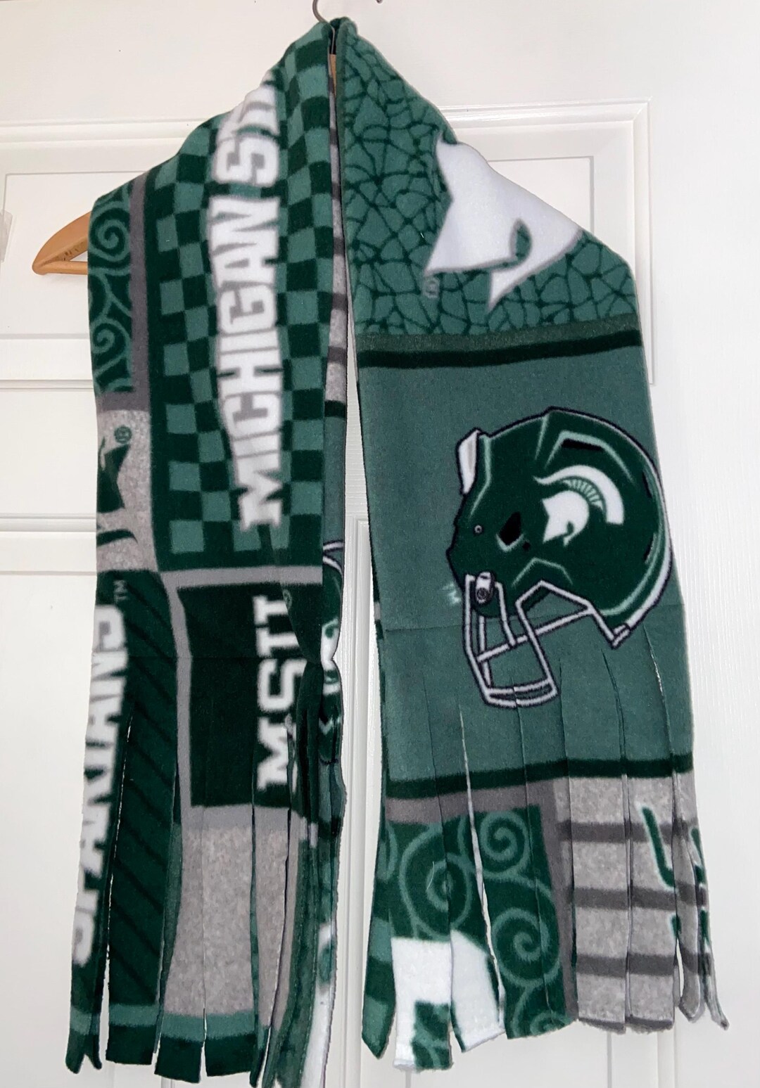 Michigan State MSU Univ. Spartans. Logo Fleece SCARF Handmade New - Etsy
