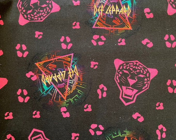 1 Yard Fabric Def Leppard Leopards Black Pink COTTON New - Etsy