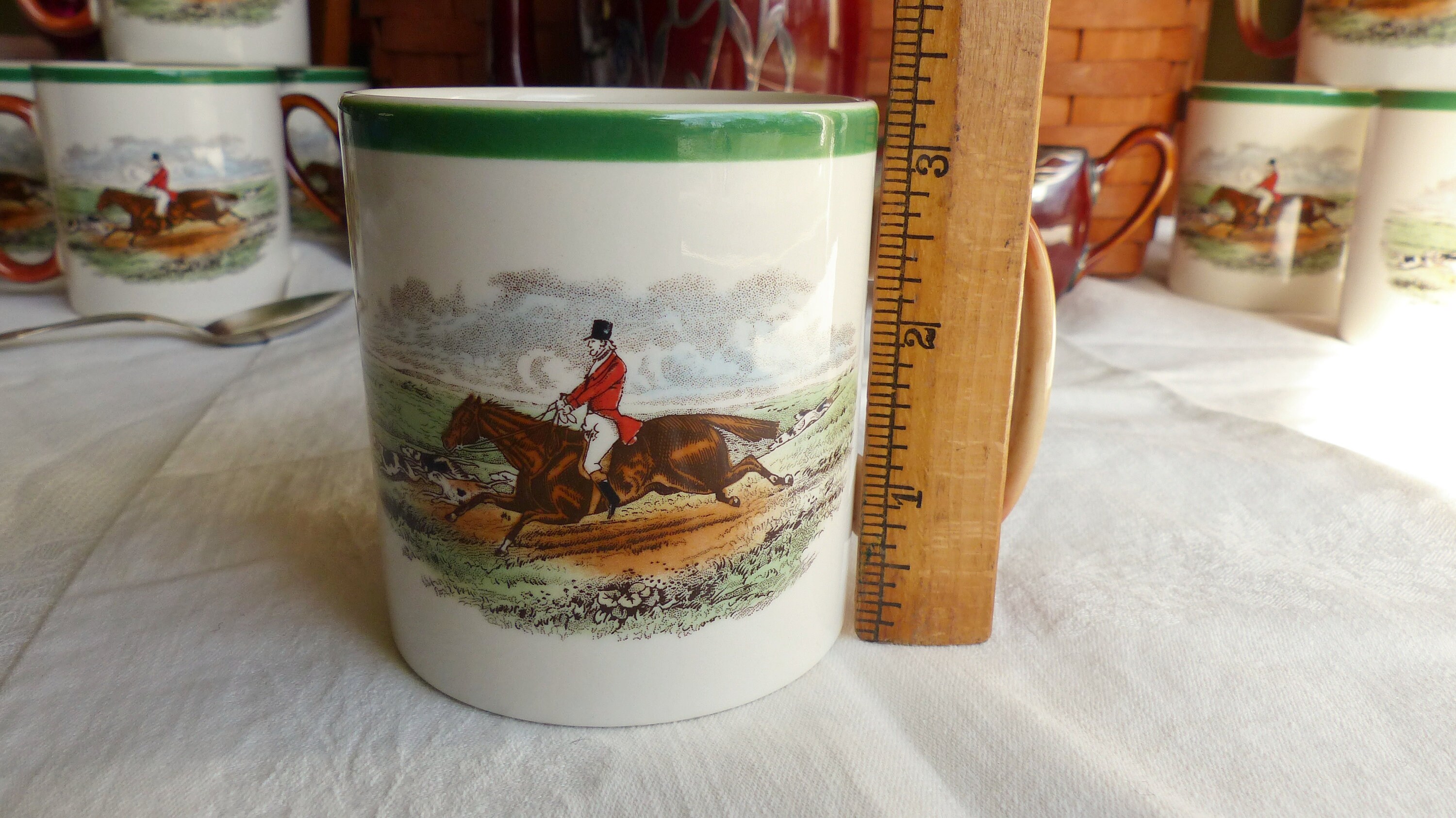 Rare Spode 'the Hunt' Coffee Mug(s) ~ Green Trim, Taking the Lead ...