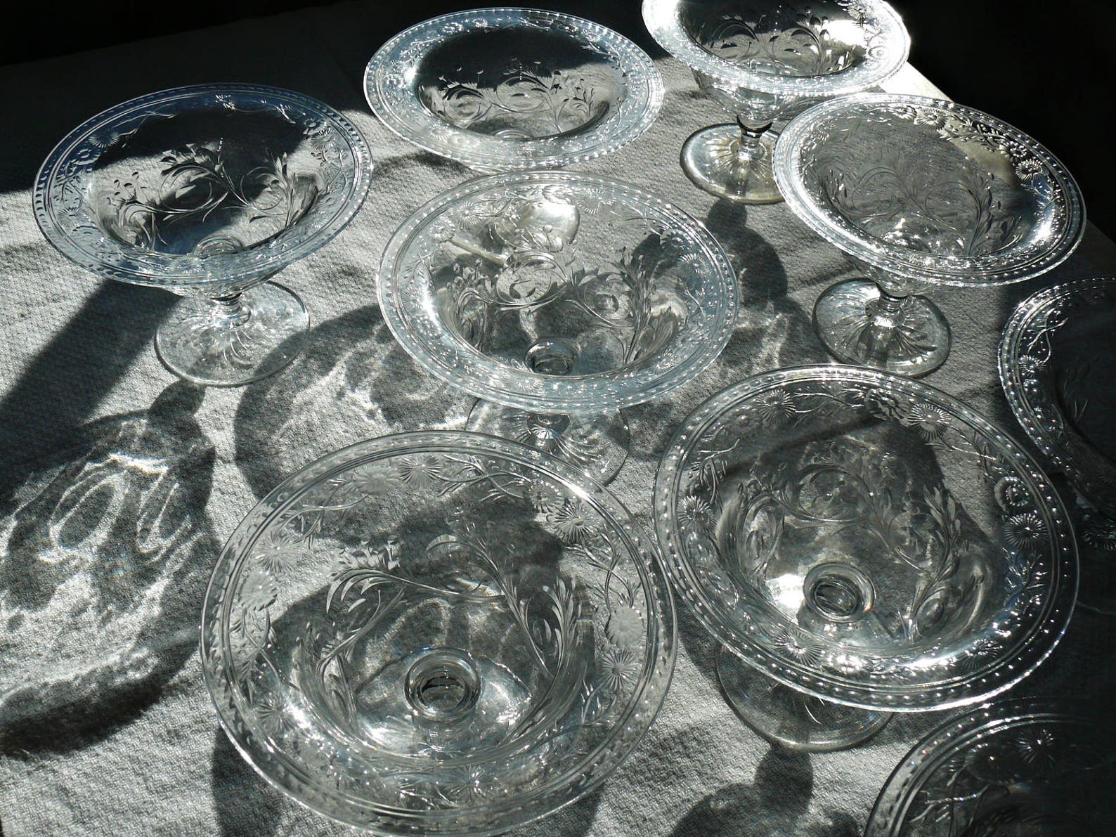 Pretty Vintage Set of 12 Webb Corbett English Cut-crystal Footed ...