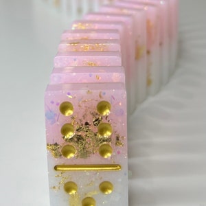 Custom Handmade Playable Resin Dominoes-gold, White, Pink, and Glitter ...