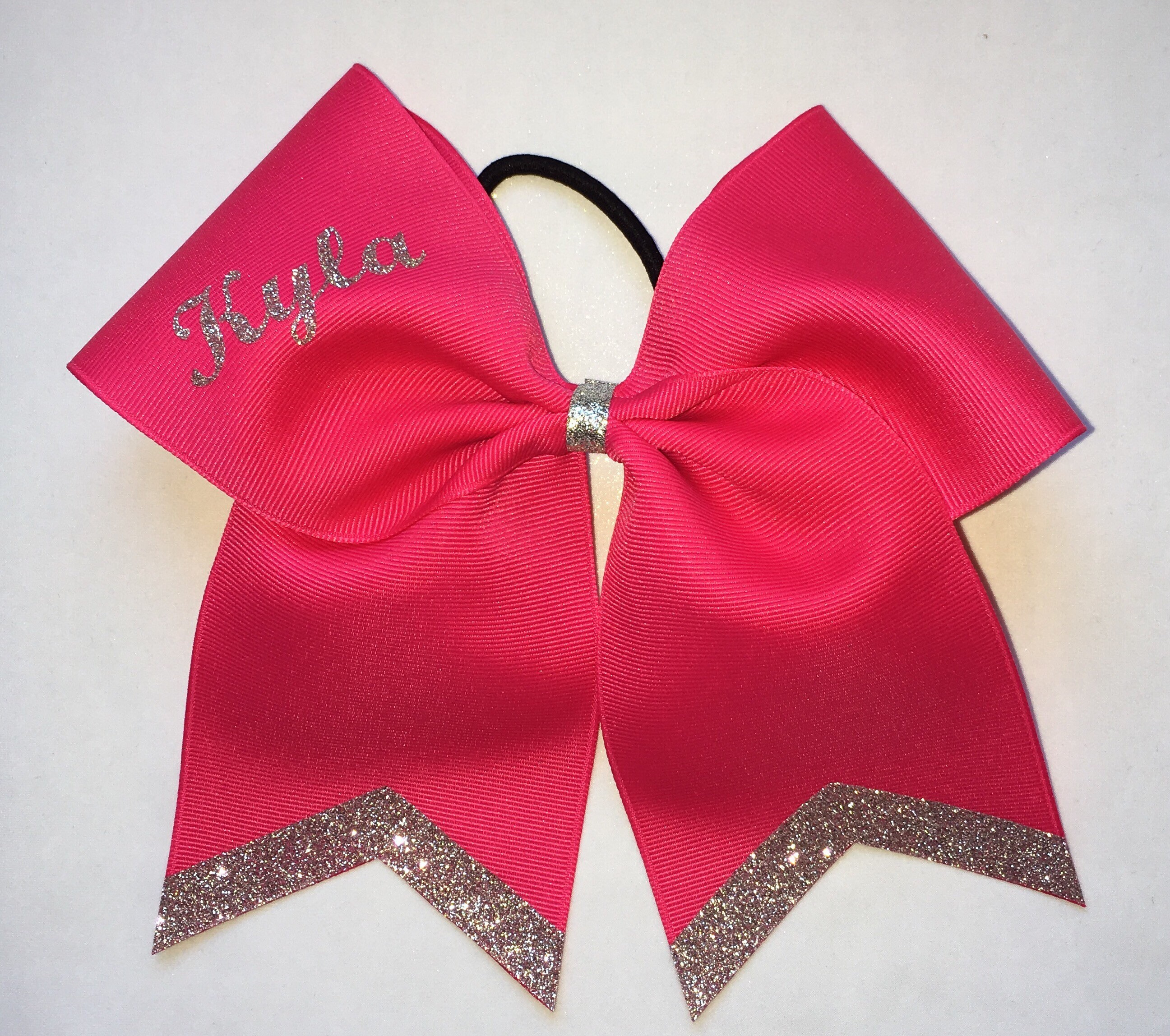 Personalized Cheer Bow With Name White and Silver (additional Colors ...