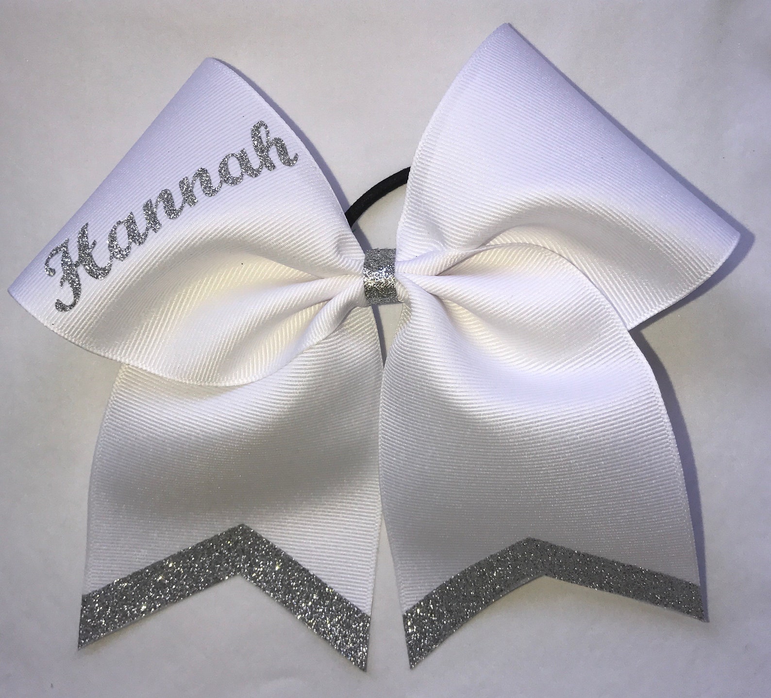 Personalized Cheer Bow With Name White and Silver (additional Colors ...