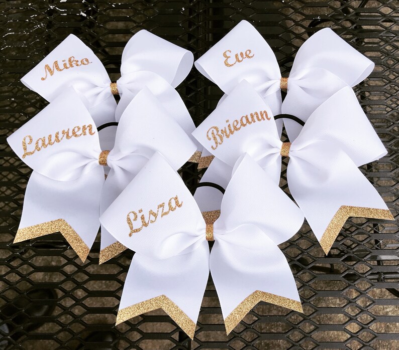 Personalized Cheer Bow With Name White and Silver (additional Colors ...
