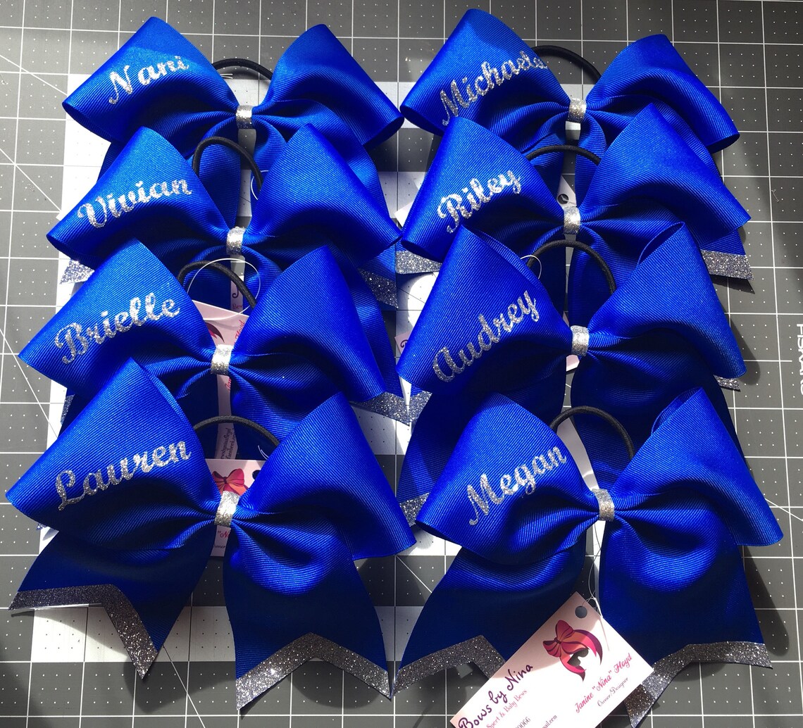 Personalized Cheer Bow With Name White and Silver (additional Colors ...