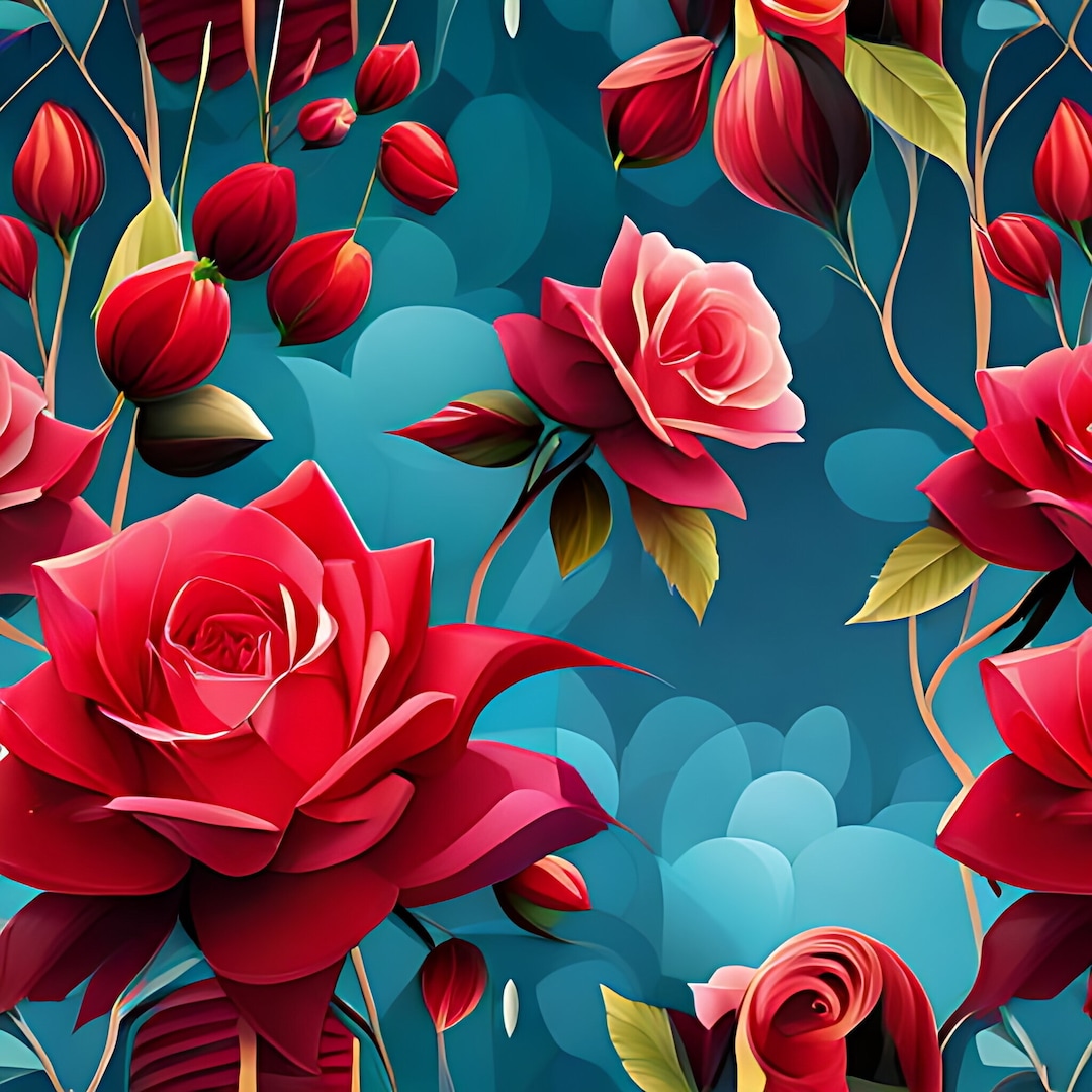Red Rose Clip Art Download Red Rose Digital Paper Red Rose Digital ...