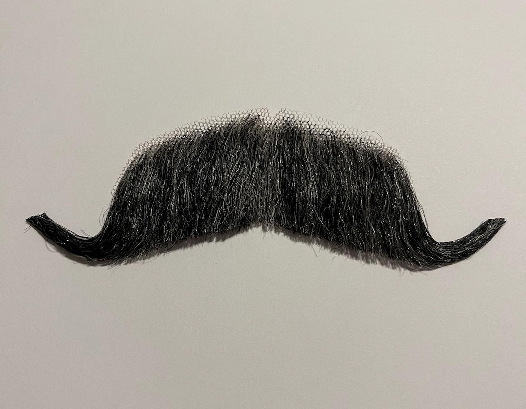 Dark Gray Handlebar Moustache: 100% Human Hair Colonel Major Style - Etsy