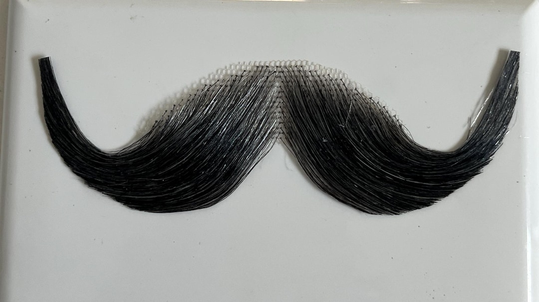 Human Hair Handlebar Moustache: Theatrical Costume, Dark Grey - Etsy