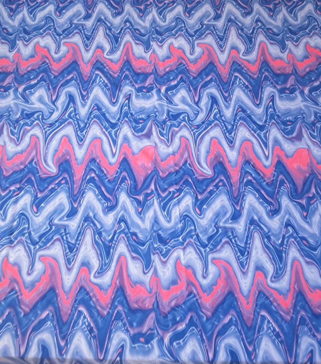 Blue Pink Wave 4 Way Stretch Spandex Fabric by the Yard, Leotard Fabric ...