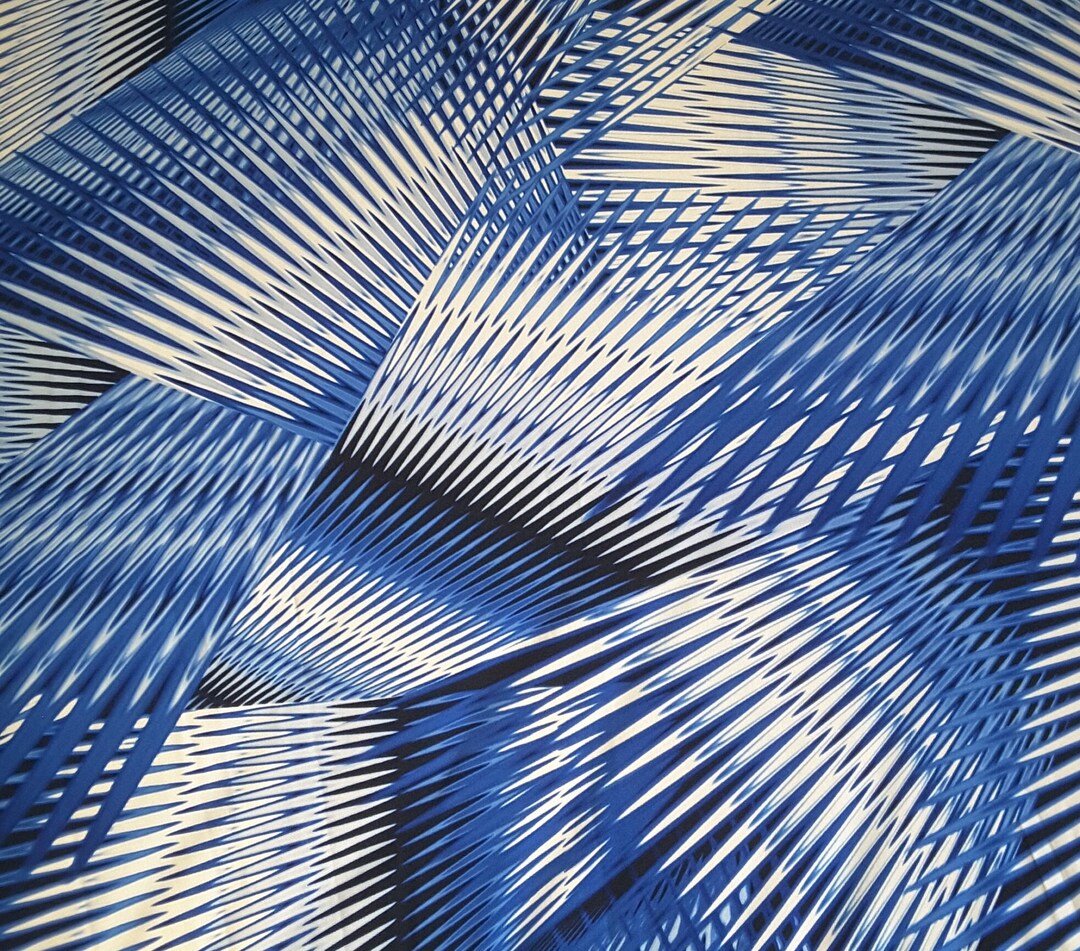 Blue White Palm Points 2 Way Stretch Spandex Fabric by the Yard, Dress ...