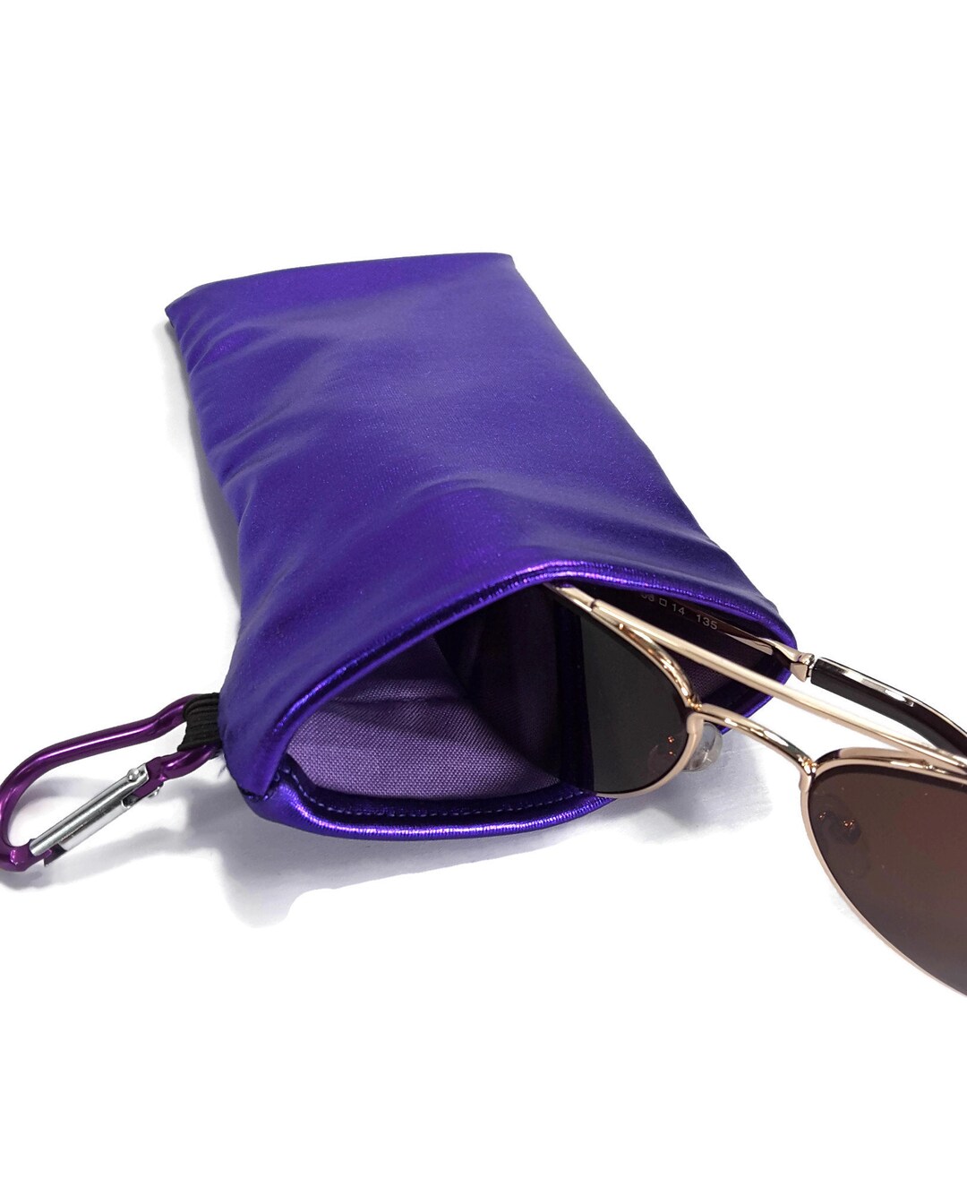 Purple Hologram Wet Look Sunglass Snap Closure Case, Soft Eyeglass ...