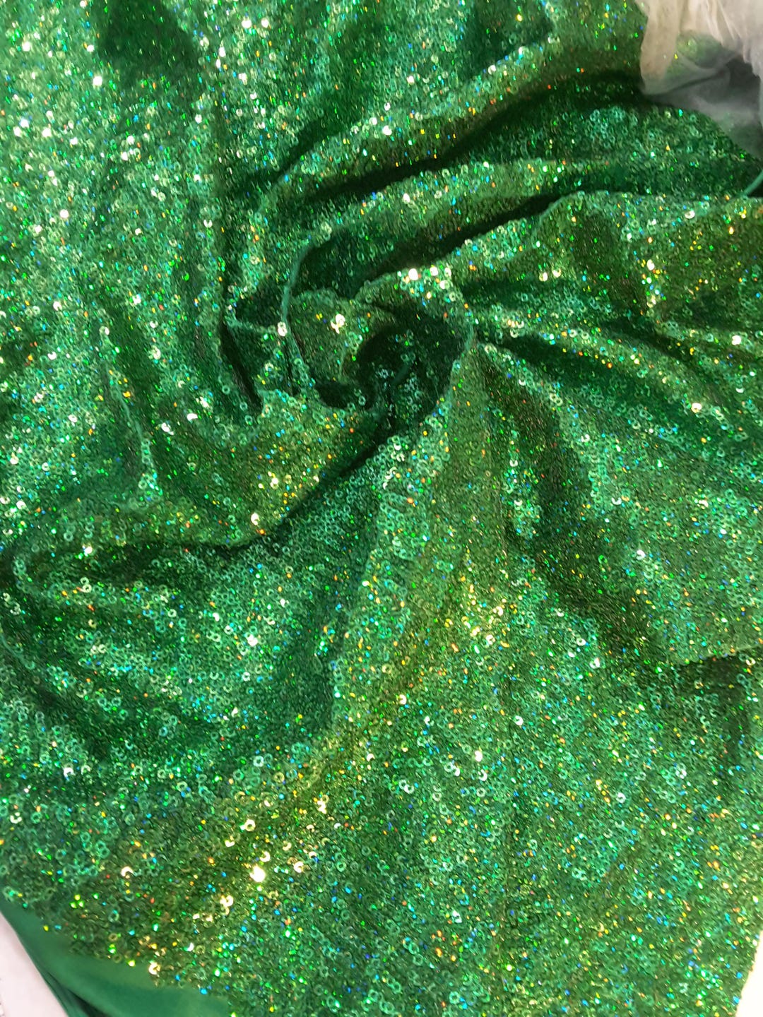 Kelly Green Sequin 4 Way Stretch Spandex Fabric by the Yard, Leotard ...