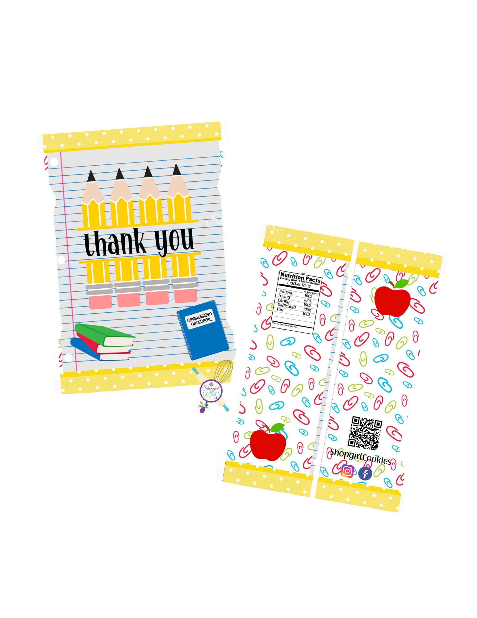 Teacher Appreciation Chip Bag, Chip Bags, Party Chip Bag, Cookie ...