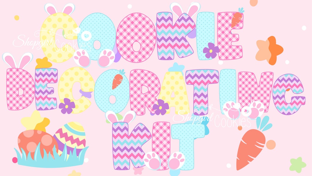 Pink Easter Decorating Cookie Kit Card, DIY Cookie Kit, Easter Cookie ...