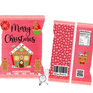 Red Christmas Chip Bag, Treat Bags, Candy Bags, Chip Bags, Party Chip ...