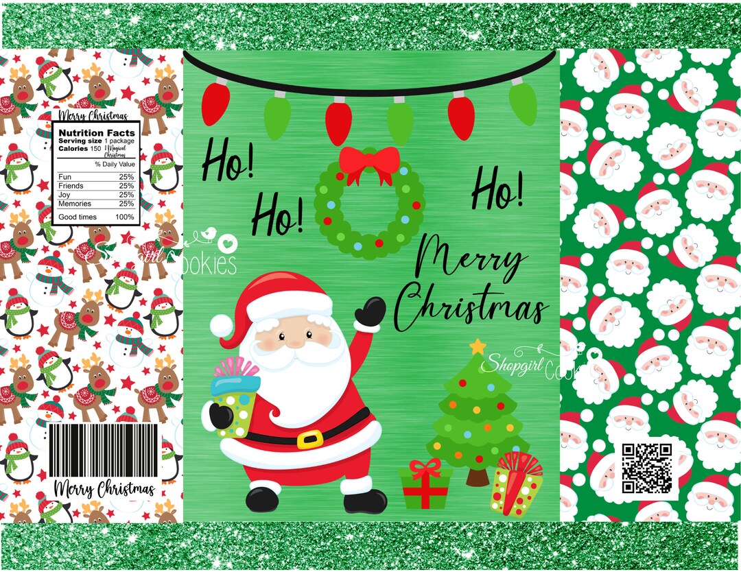 Ho Ho Ho! Christmas Chip Bag, Treat Bags, Candy Bags, Chip Bags, Party ...