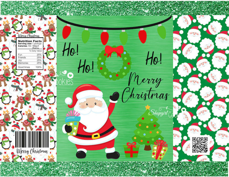 Ho Ho Ho! Christmas Chip Bag, Treat Bags, Candy Bags, Chip Bags, Party ...