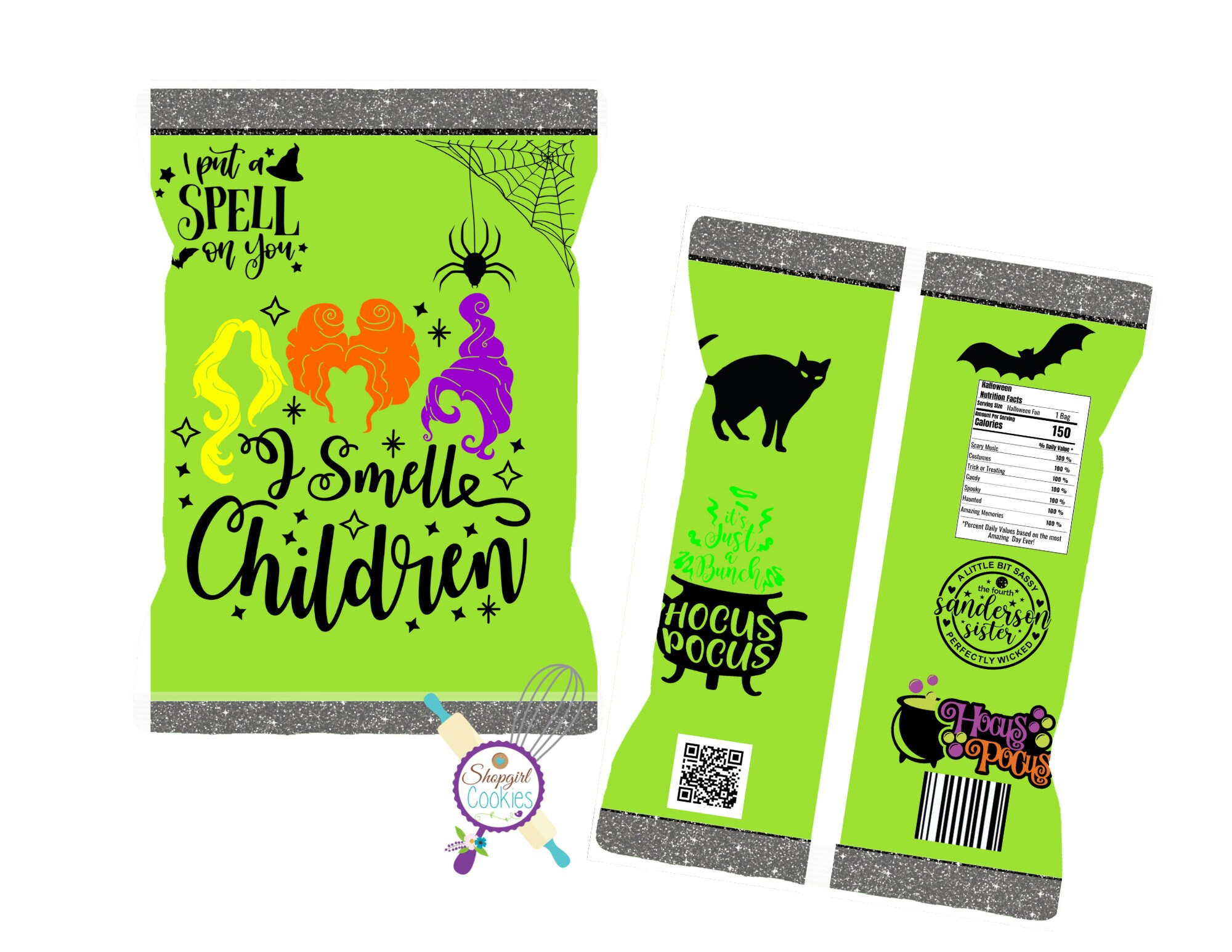 Halloween Chip Bag Hocus Pocus, Treat Bags, Candy Bags, Chip Bags ...