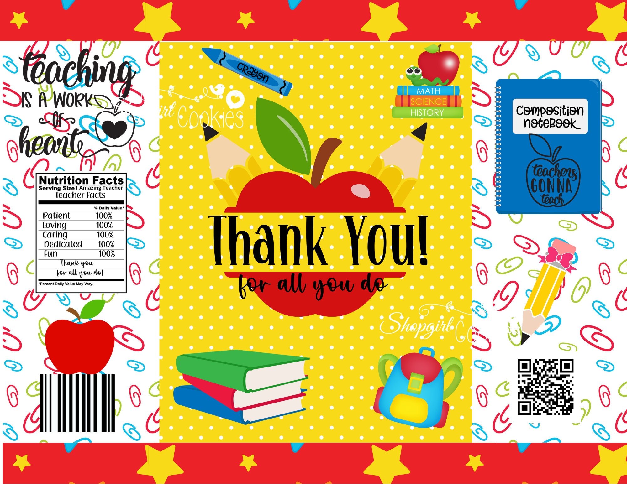 Teacher Appreciation Chip Bag, Chip Bags, Party Chip Bag, Cookie ...