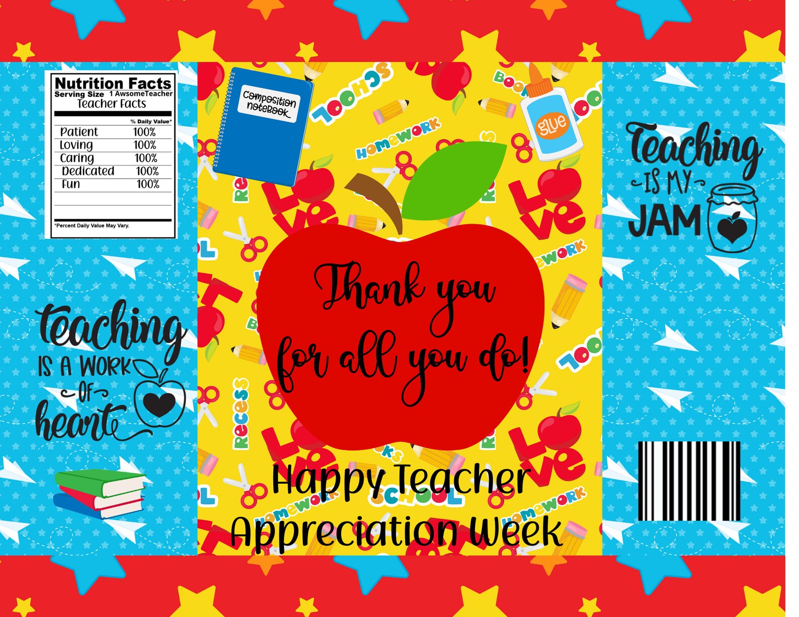 Teacher Appreciation Chip Bag, Chip Bags, Party Chip Bag, Cookie ...