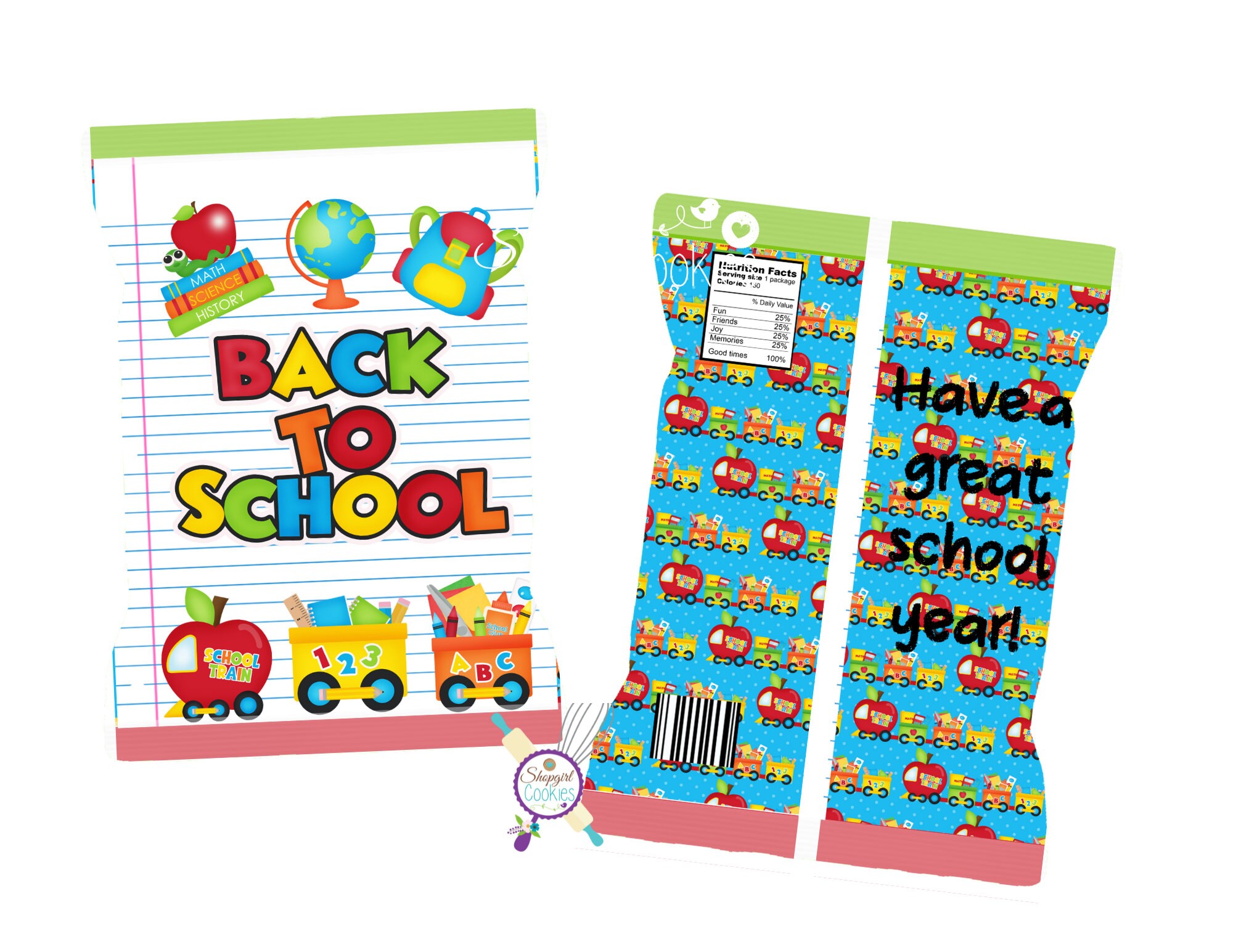 Back to School Chip Bag, Print&ship, Chip Bags, Party Chip Bag,cookie ...