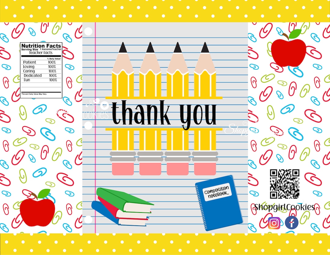 Teacher Appreciation Chip Bag, Chip Bags, Party Chip Bag, Cookie ...