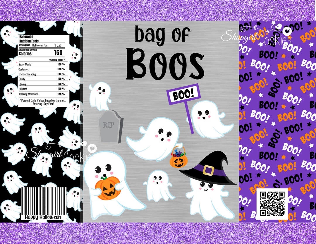 Bag of Boos Chip Bag, Treat Bags, Candy Bags, Chip Bags, Party Chip Bag ...