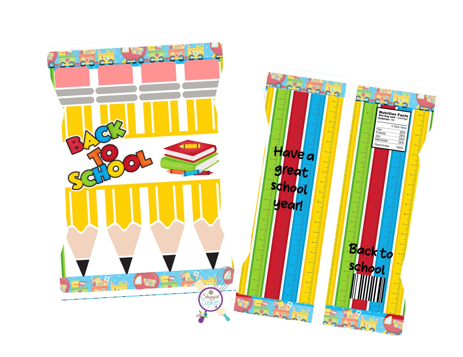 Back to School Chip Bag, Print&ship, Chip Bags, Party Chip Bag,cookie ...