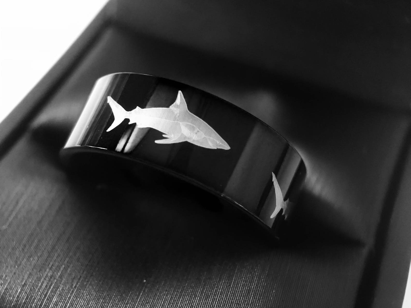 Wedding Band Men's Tungsten Ring Shark Ring Custom - Etsy