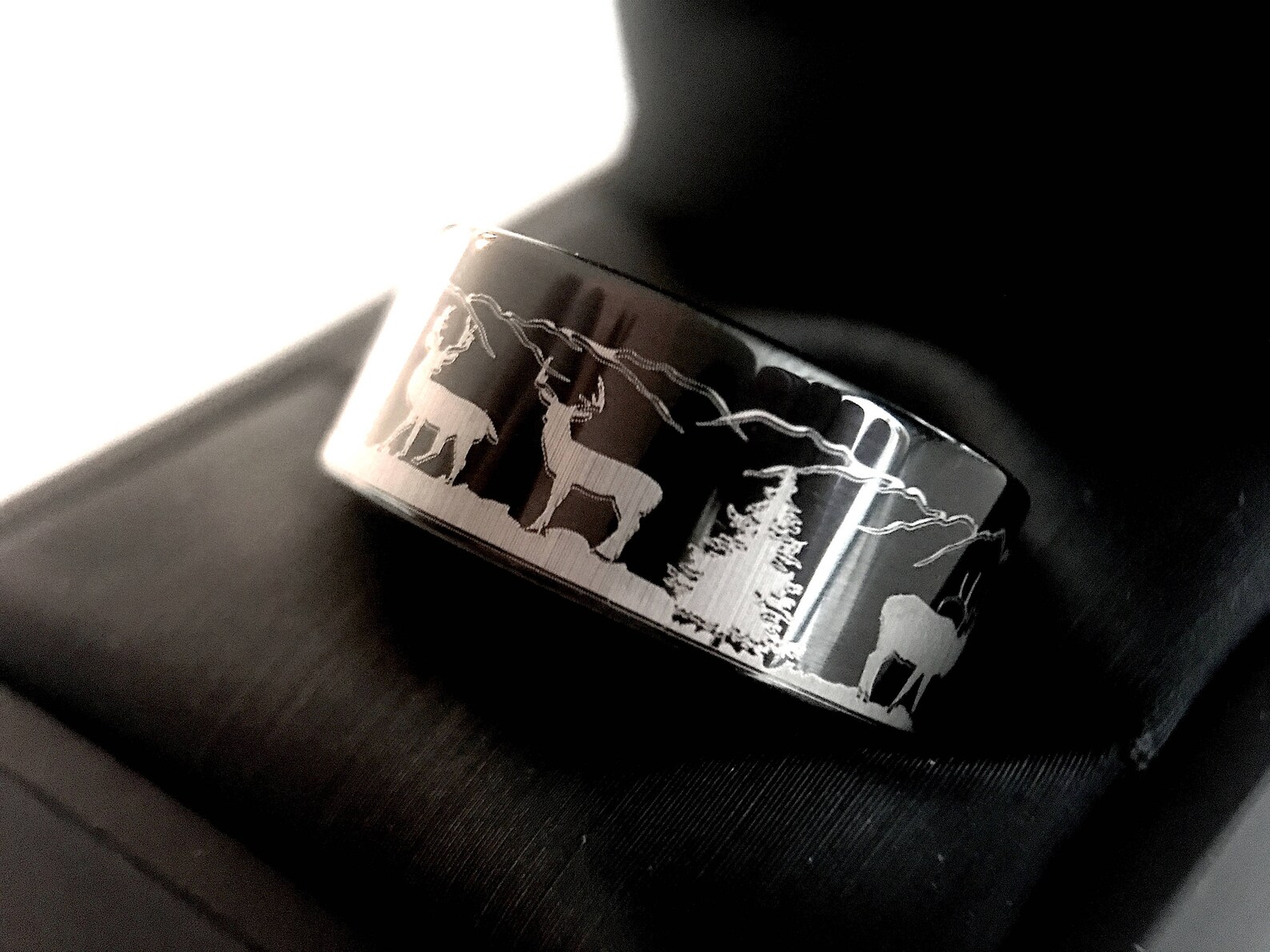Wedding Bands Deer Antler Ring Mountains Forest Landscape - Etsy