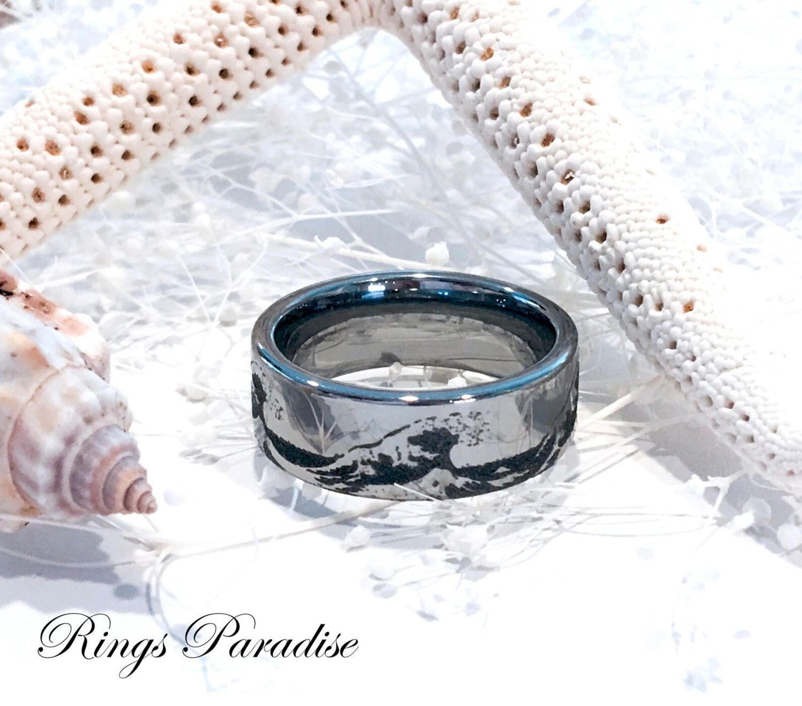 Ocean Ring Wave Ring Custom Wedding Ring Wedding Band His - Etsy